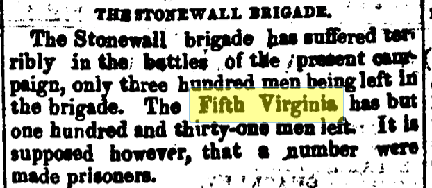 How many officers and men were in the 5th Virginia? | Men in Ranks ...