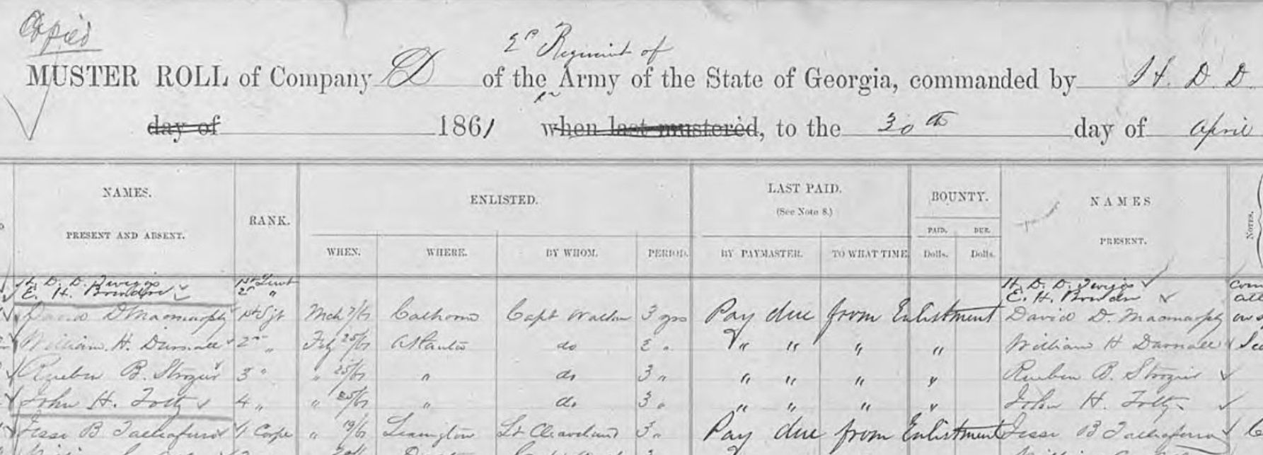 Information on Pre-war Army of Georgia | Researching Civil War Records ...