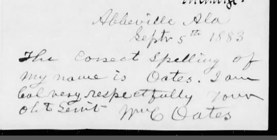 Signature of William C Oates | Currency, Stamps, & other Collectable Papers
