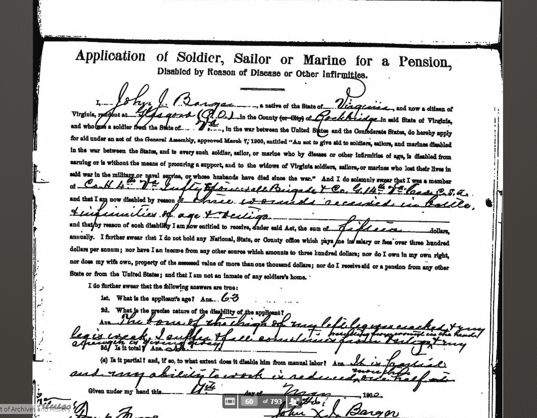 My great grandfather x 4, John J. Barger. Confederate Army ...